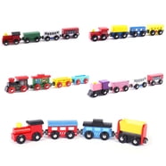 Costway Wooden Stackable Train Set Kids Educational Fun Cars with ...