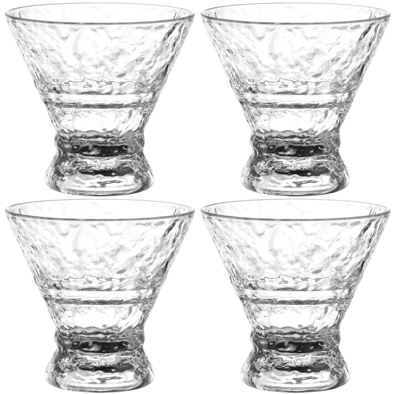 4Pcs Martini Cups Set 8 OZ Transparent Cocktail Cups Stemless Martini ...