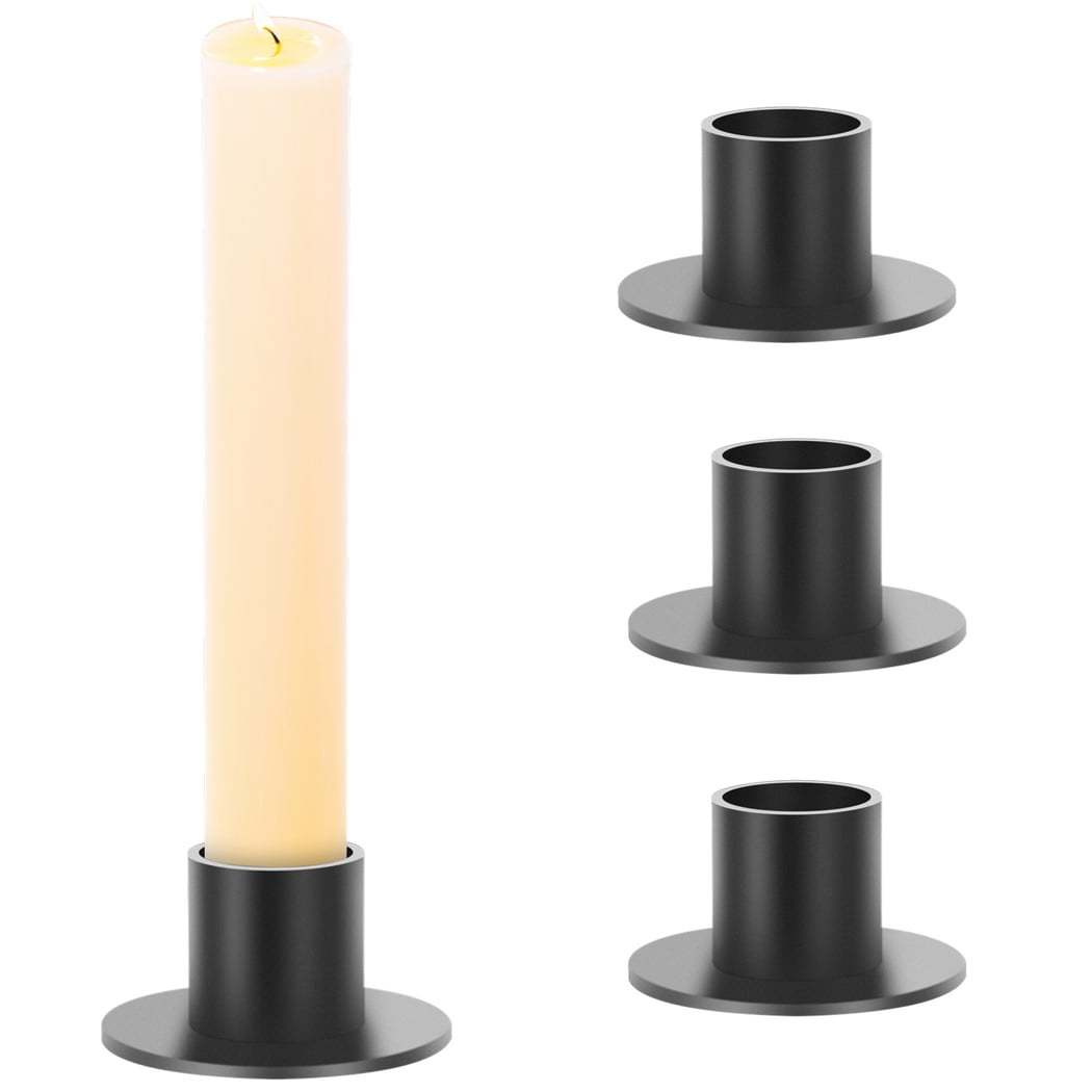4Pcs Matte Black Candle Holders, Iron Candle Stands for Pillar Candles ...