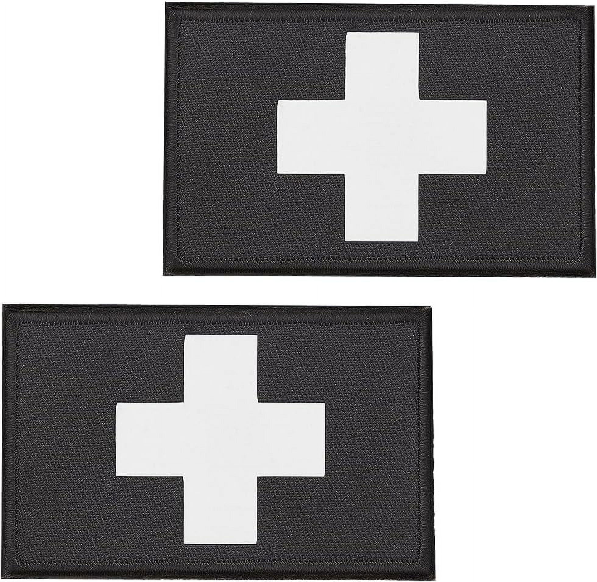 4Pcs Medic Black Cross Patch Morale Hook and Loop Badge First Aid Patch ...