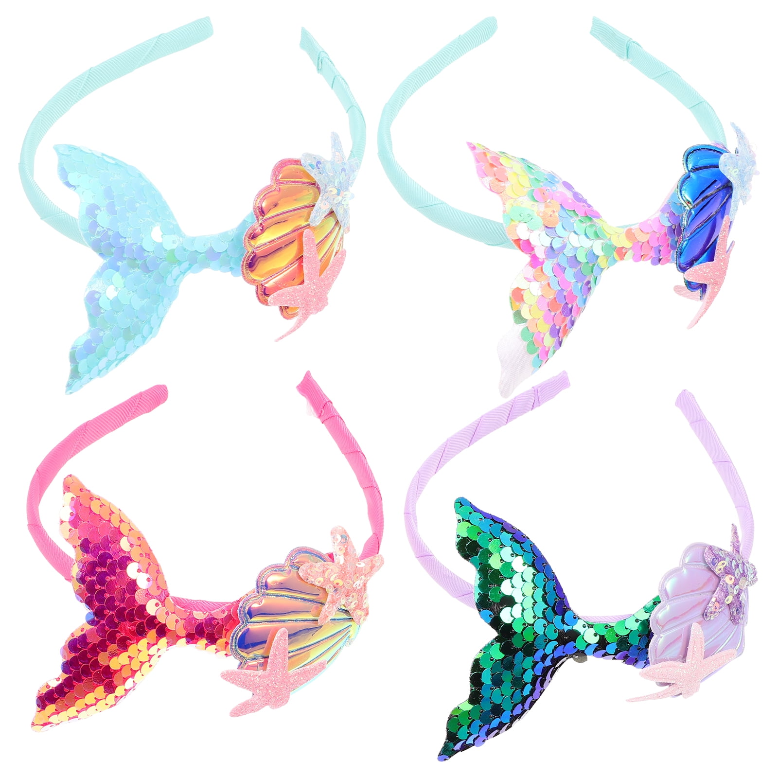 4Pcs Mermaid Headbands Party Accessories Children Sequin Mermaid ...