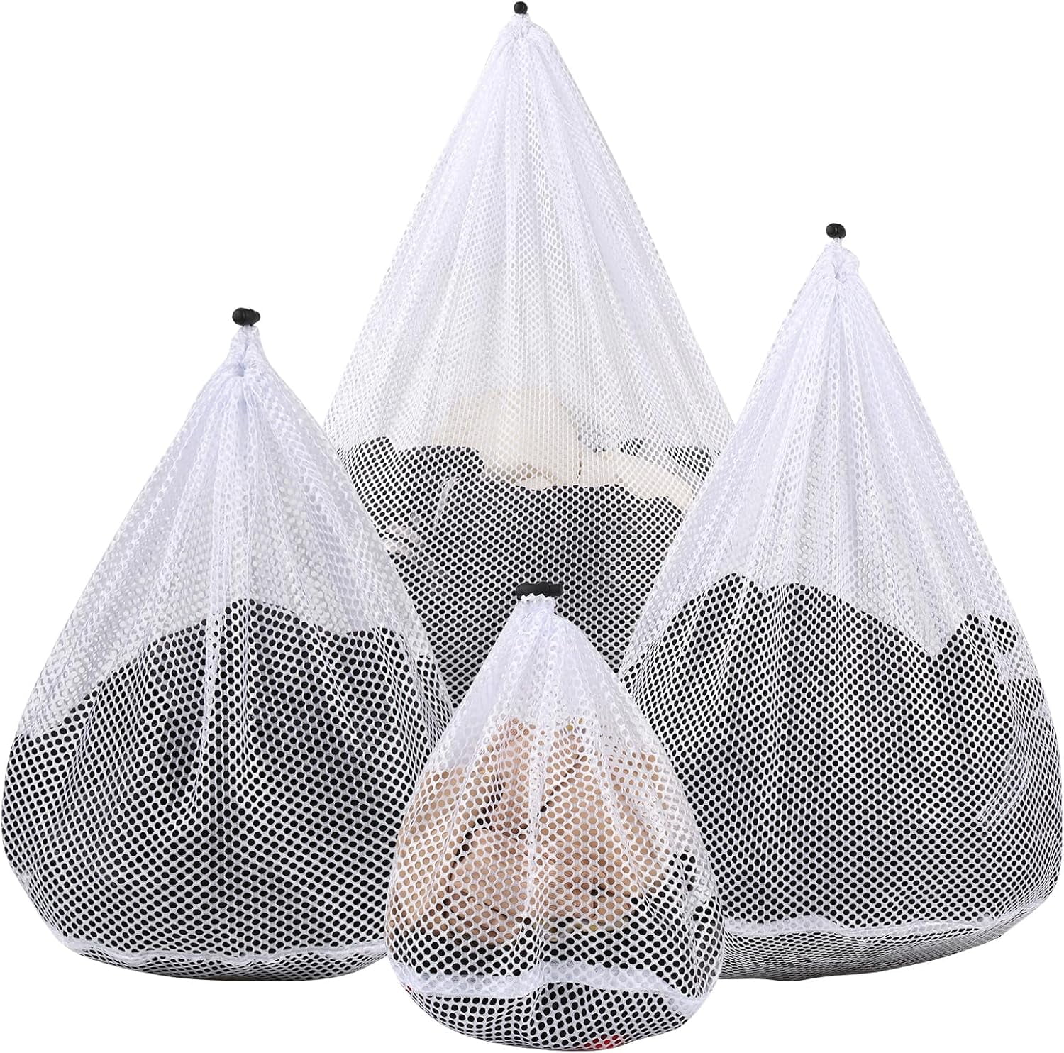 4Pcs Mesh Laundry Bags with Drawstring Closure for Clothes, Underwear ...