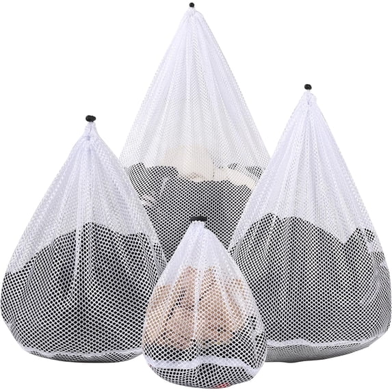4Pcs Mesh Laundry Bags with Drawstring Closure for Clothes, Underwear ...