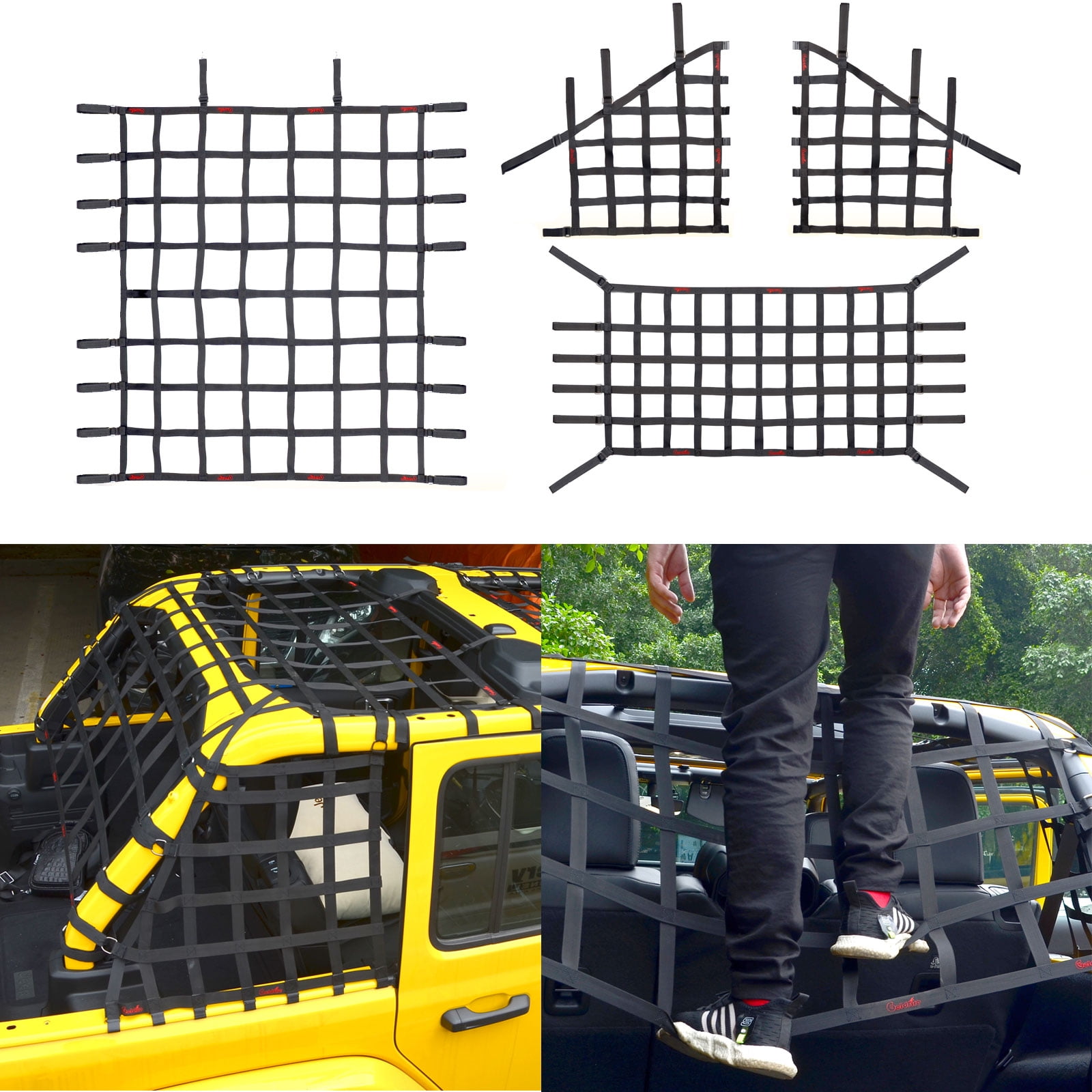 4Pcs Mesh Roof Top Net Restraint Protective Cargo Net for Wrangler 2018 ...