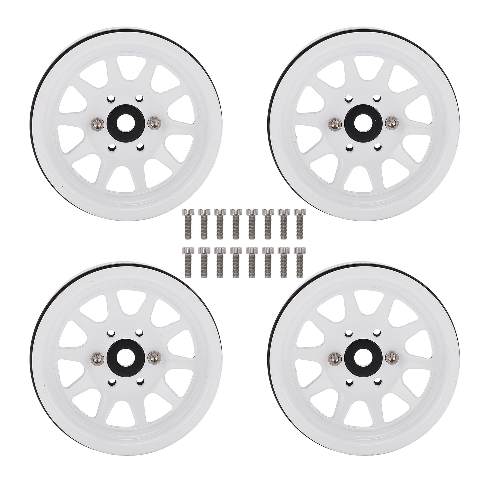 4Pcs Metal 1.9 Inch Wheel Rims RC Accessories for Axial SCX10 90046 1: ...
