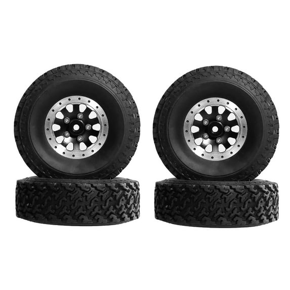 4Pcs Metal Beadlock Hubs Rims with High Grip Rubber Tires for Remote ...