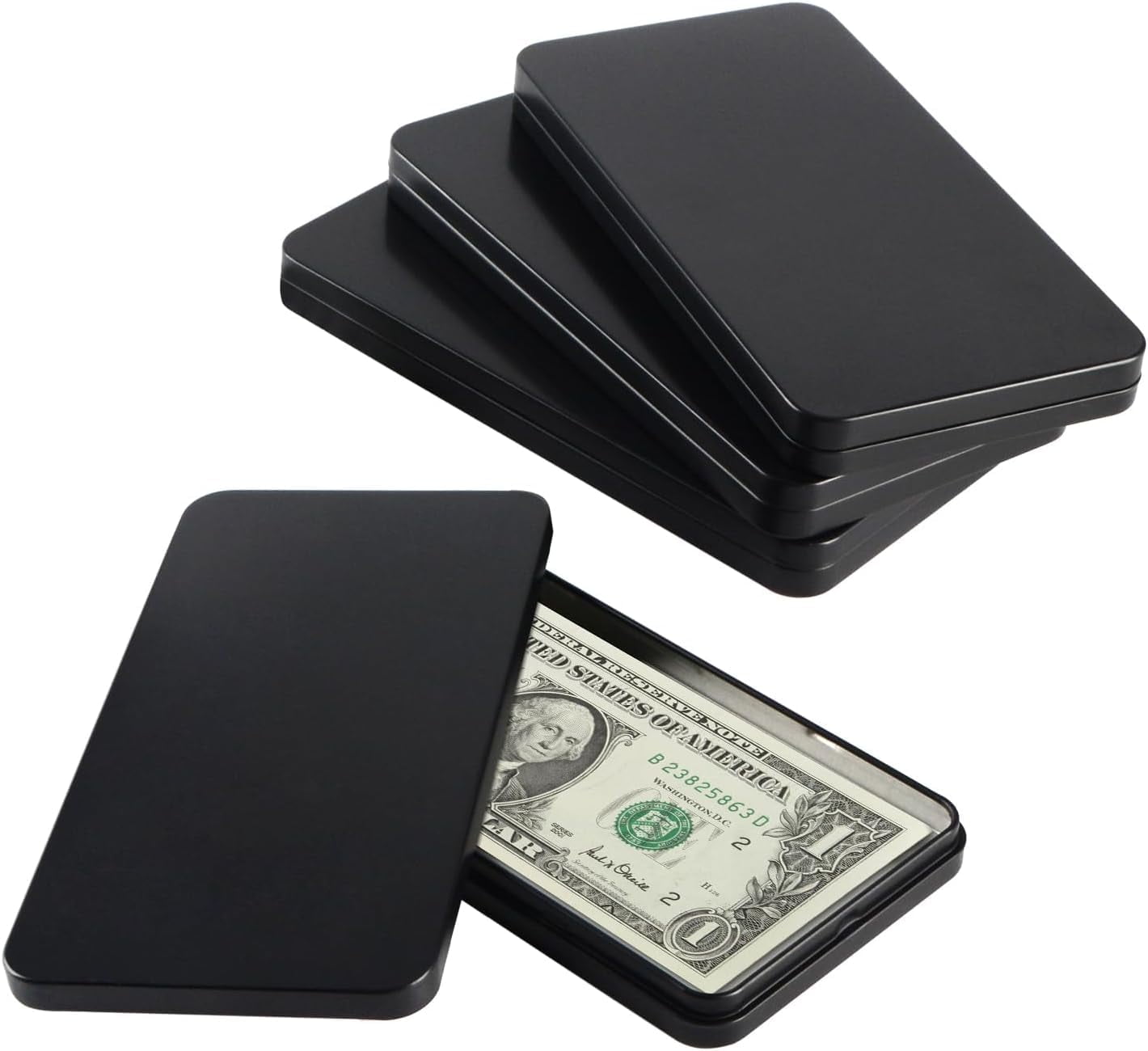 4Pcs Metal Cash Box with Lid Rectangular Currency Tray Money Holder ...