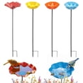 4Pcs Metal Flower Bird Bath with Stake Decorative Outdoor Bee Watering ...
