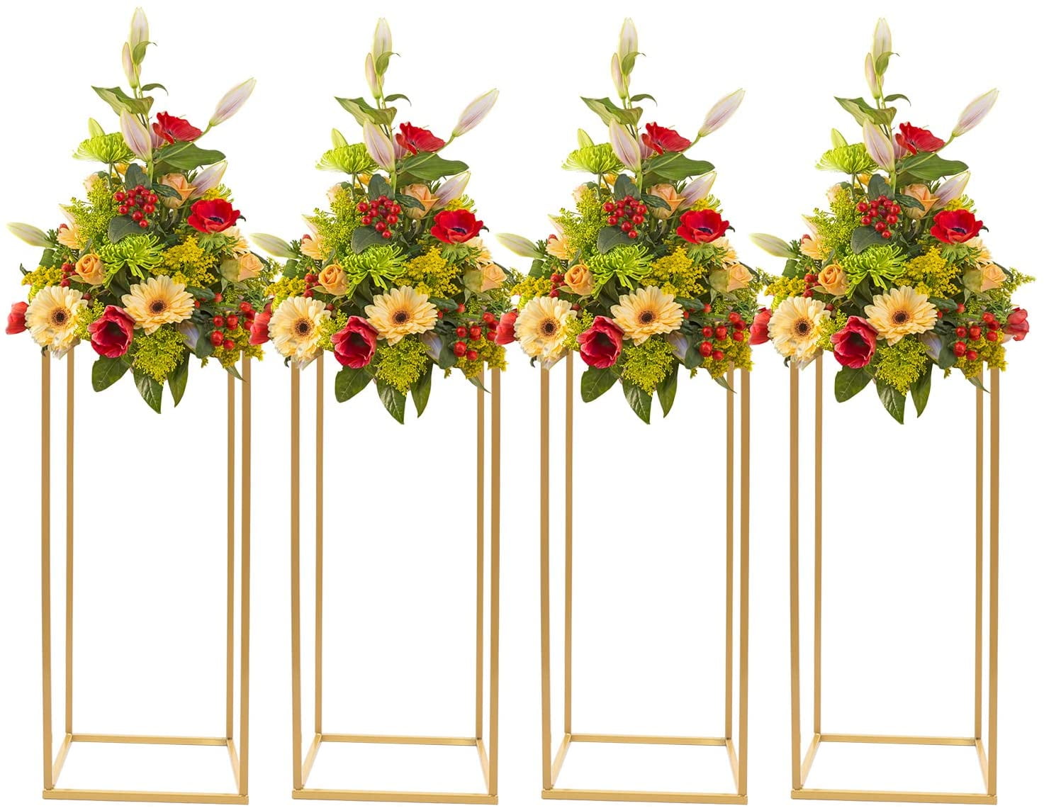 4Pcs Metal Flower Stand, 23.6 Inch Floral Stands for Flowers, Geometric ...