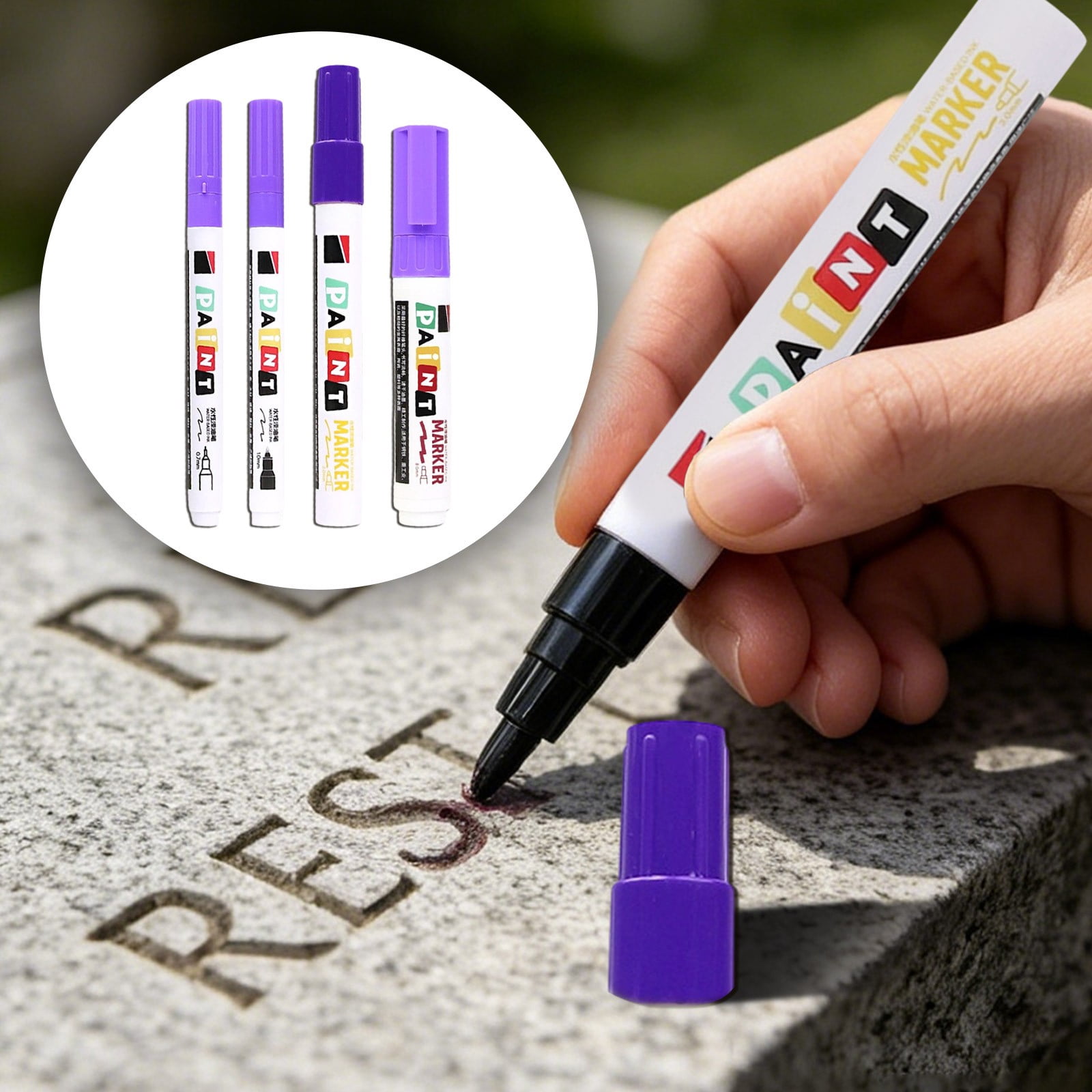 4Pcs Metal Marking Paint Pen Set,Stone Monument Touch Up Pen,Oil Based ...