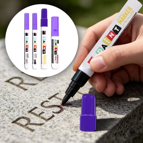 4Pcs Metal Marking Paint Pen Set,Stone Monument Touch Up Pen,Oil Based ...