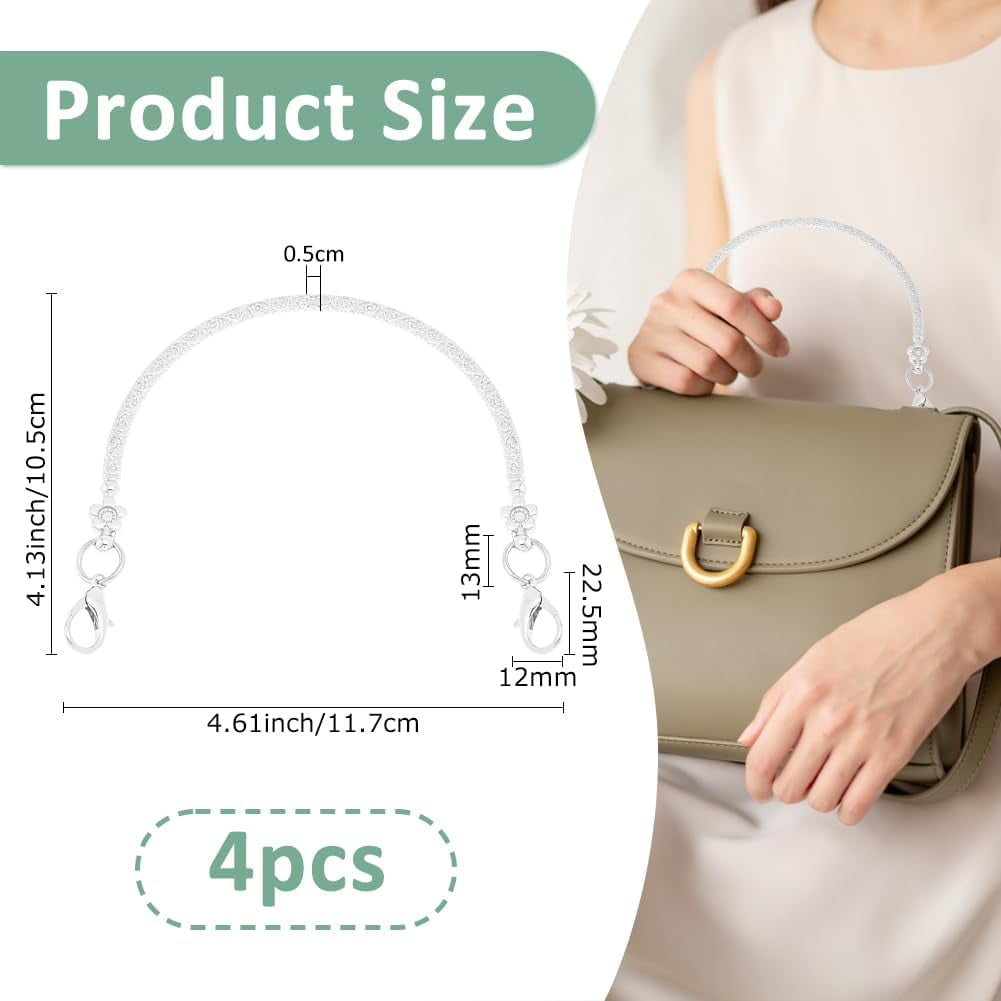 4Pcs Metal Purse Handles Platinum Clutch Bag Handles Bag Replacement ...