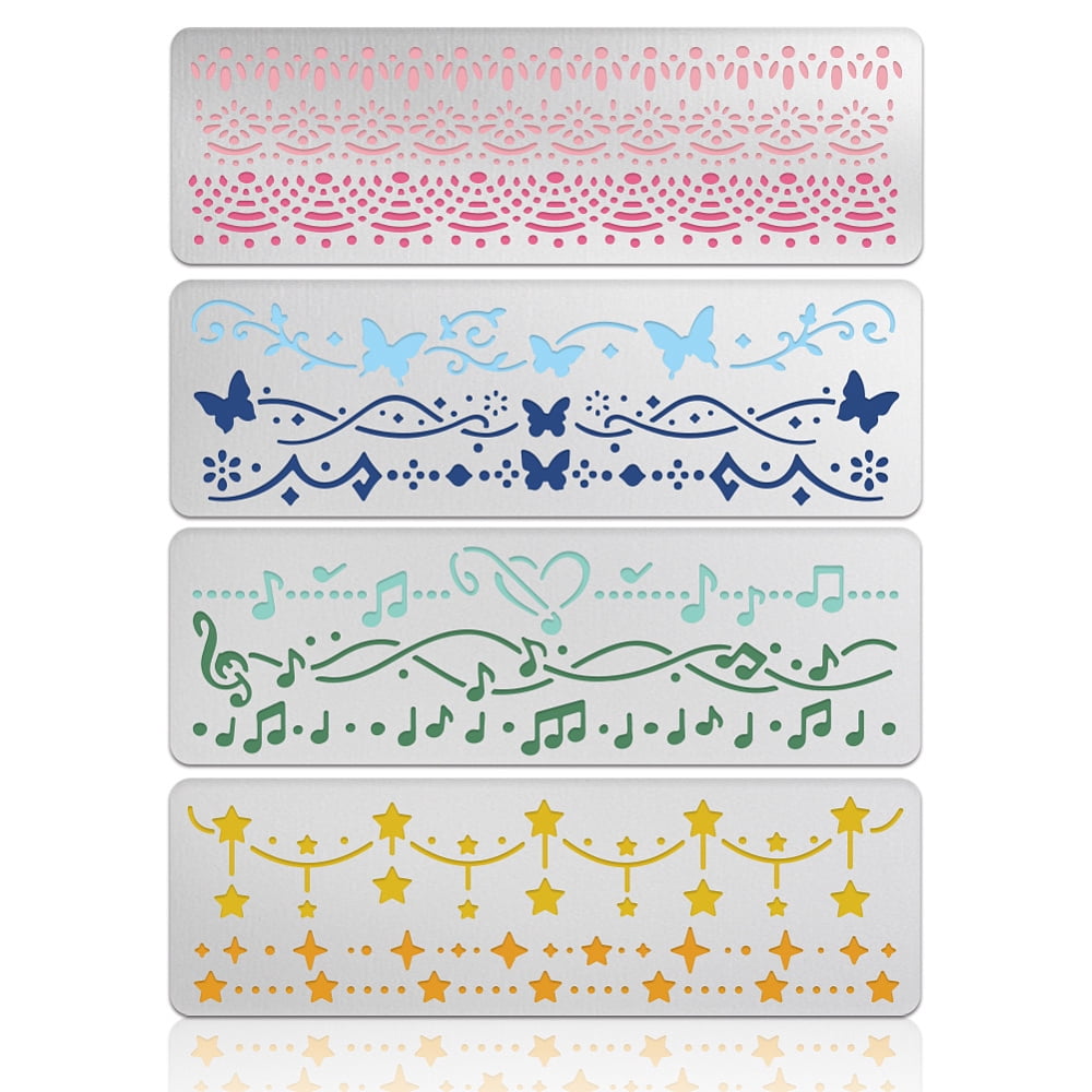 4Pcs Metal Stencils for Craft Wood Burning Dreamy Border Stencil ...