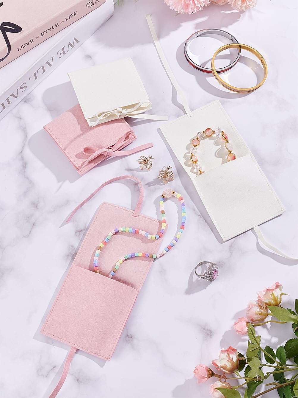 4Pcs Microfiber Jewelry Storage Gift Pouches Envelope Bags with Flap ...