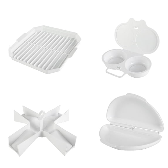 4Pcs Microwave Cooking Set Oven Cookware Set with Bacon Baking Plate ...