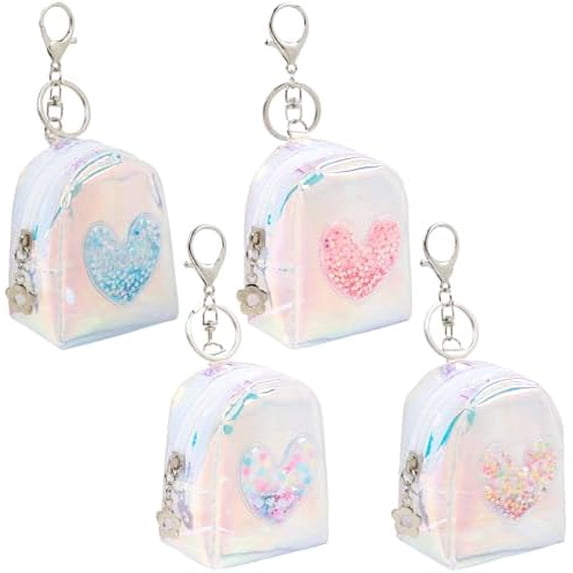 4Pcs Mini Backpack Keychain,Cute Cosmetic Bag for Women,TPU Clear ...