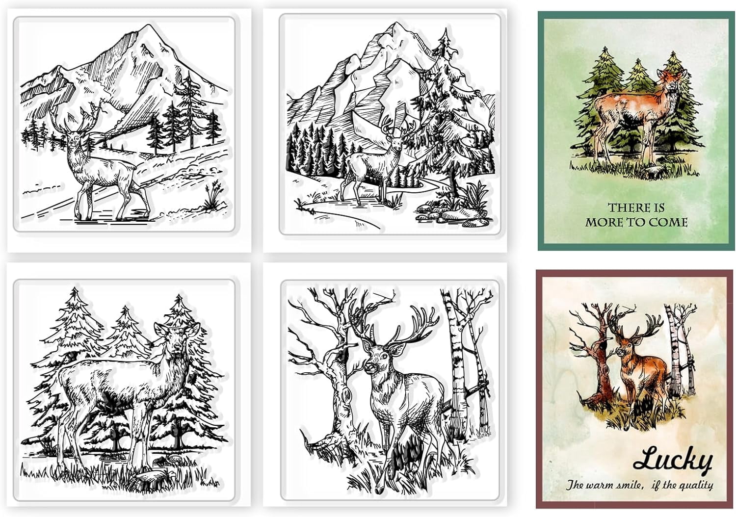 4Pcs Mini Forest Deer Clear Stamps for DIY Scrapbooking Mini Christmas ...