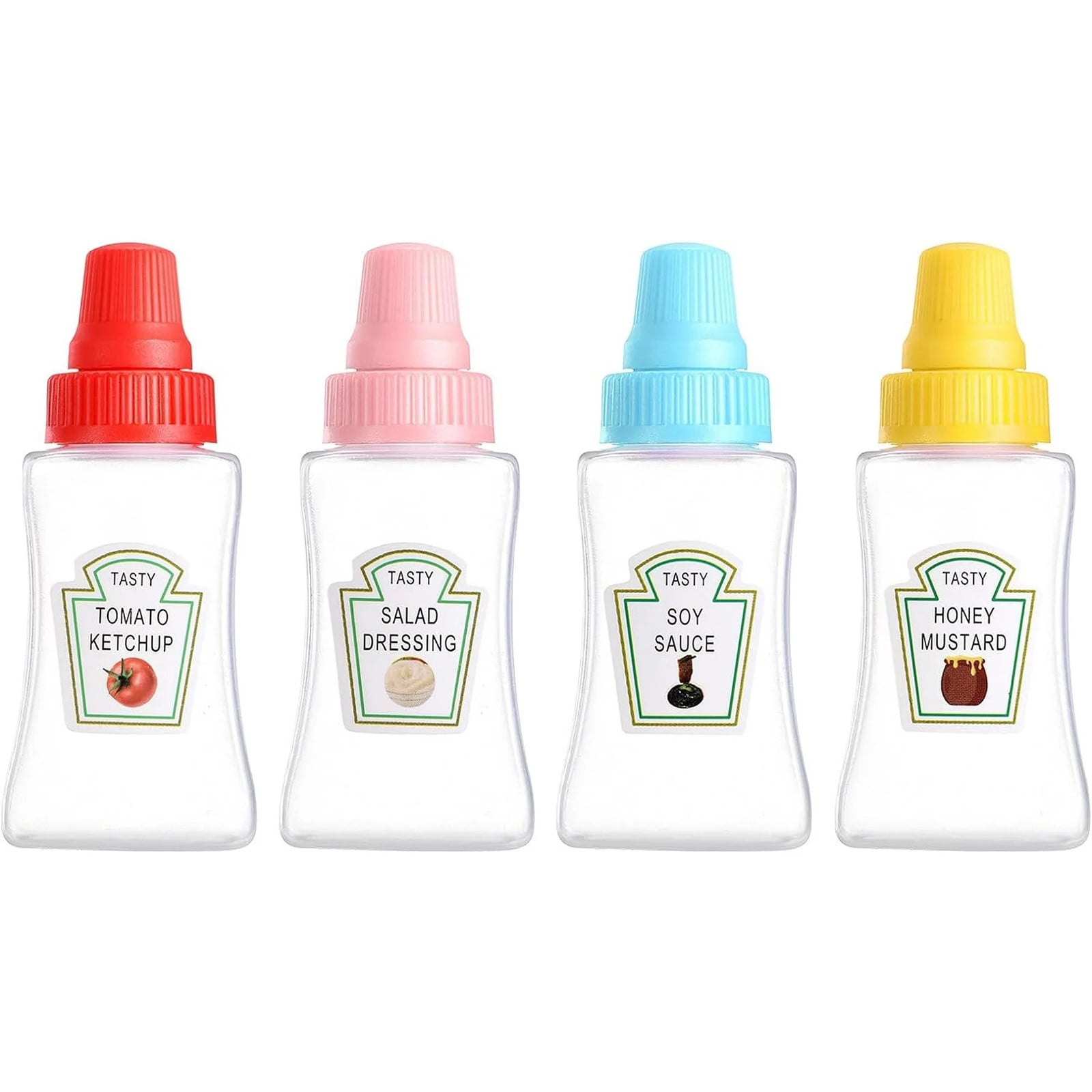4Pcs Mini Ketchup Bottles, 25ml Refillable Condiment Squeeze Bottle ...