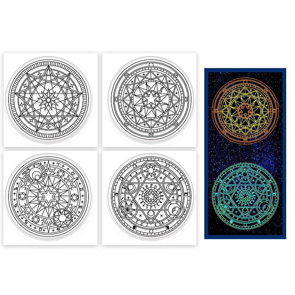 4Pcs Mini Magic Circle Clear Stamps for DIY Scrapbooking Mini Astrolabe ...