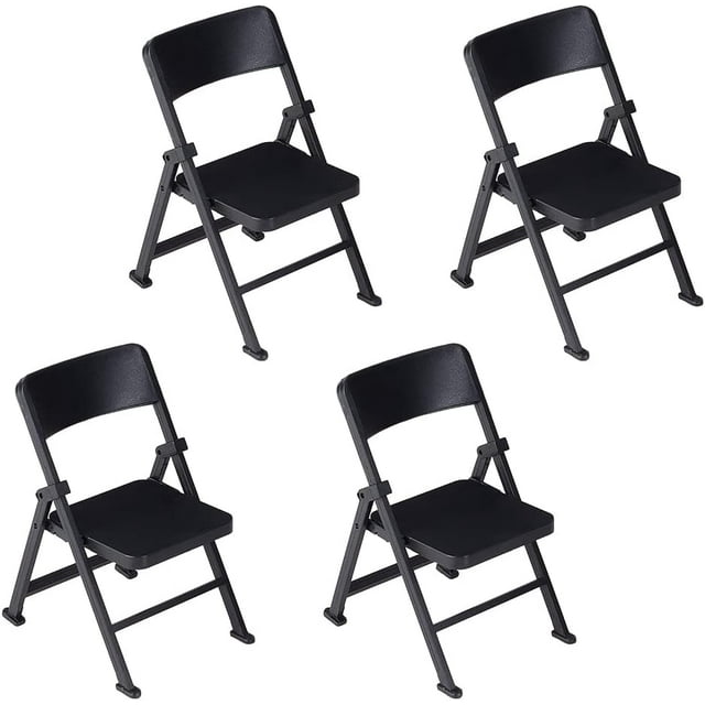4Pcs Mini Plastic Foldable Chair 2.9x2.4x3.8 Inch Black Foldable Chair ...