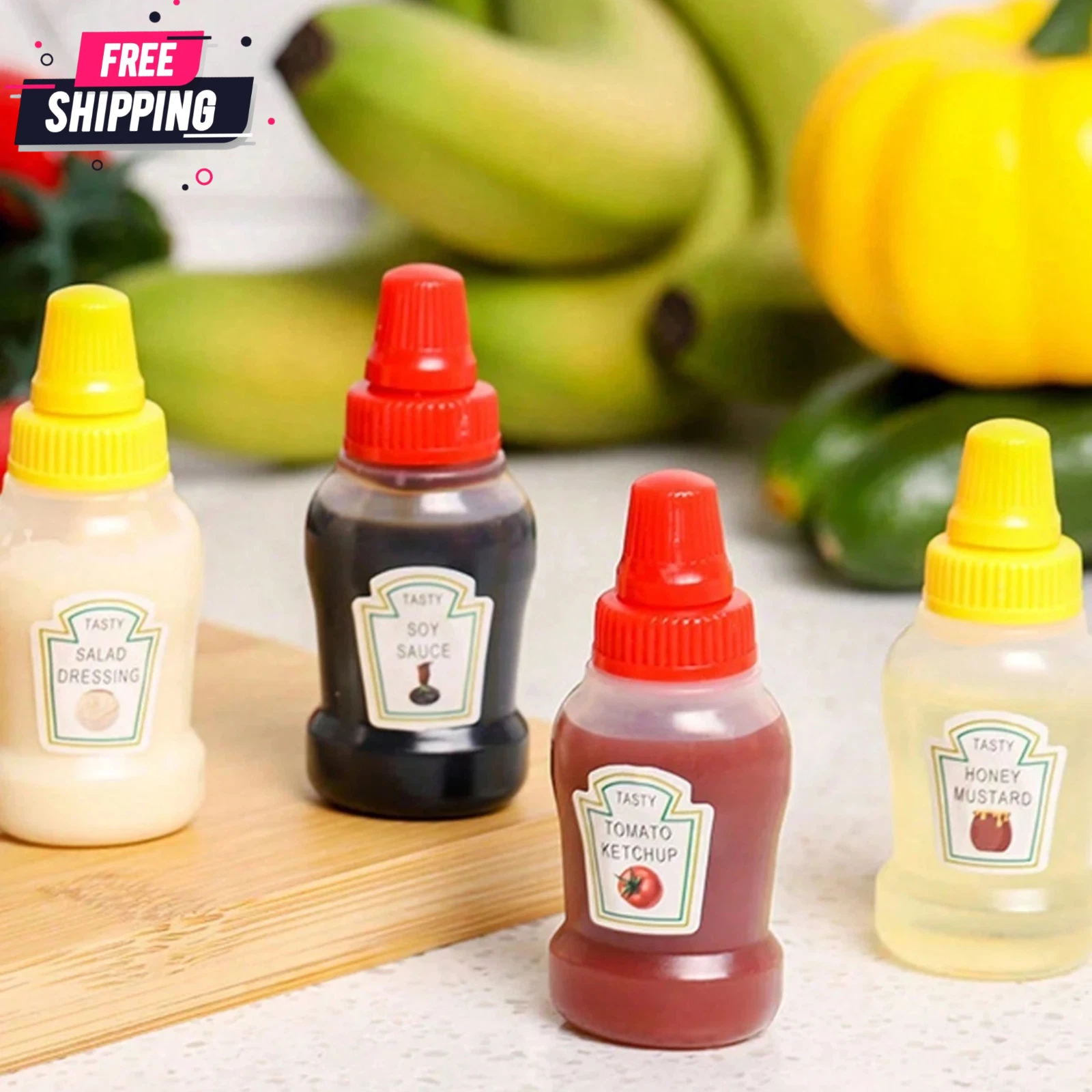4Pcs Mini Sauce Squeeze Bottles Portable Condiment Squeezer Bpa-Free ...