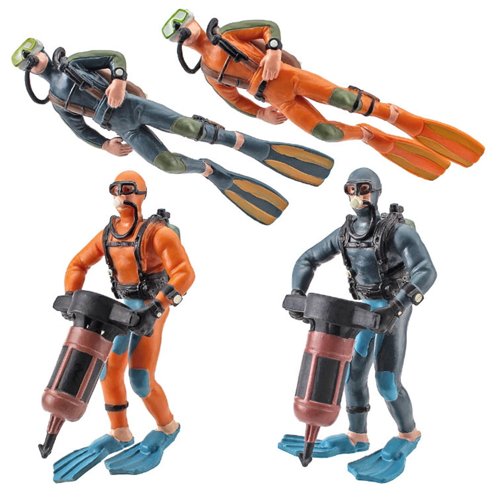 4Pcs Mini Scuba Diver Figurines Model Simulation Underwater Adventure ...