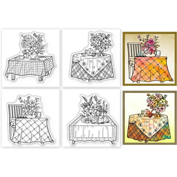 4Pcs Mini Table Vase Clear Stamps for DIY Scrapbooking Silicone Stamp ...
