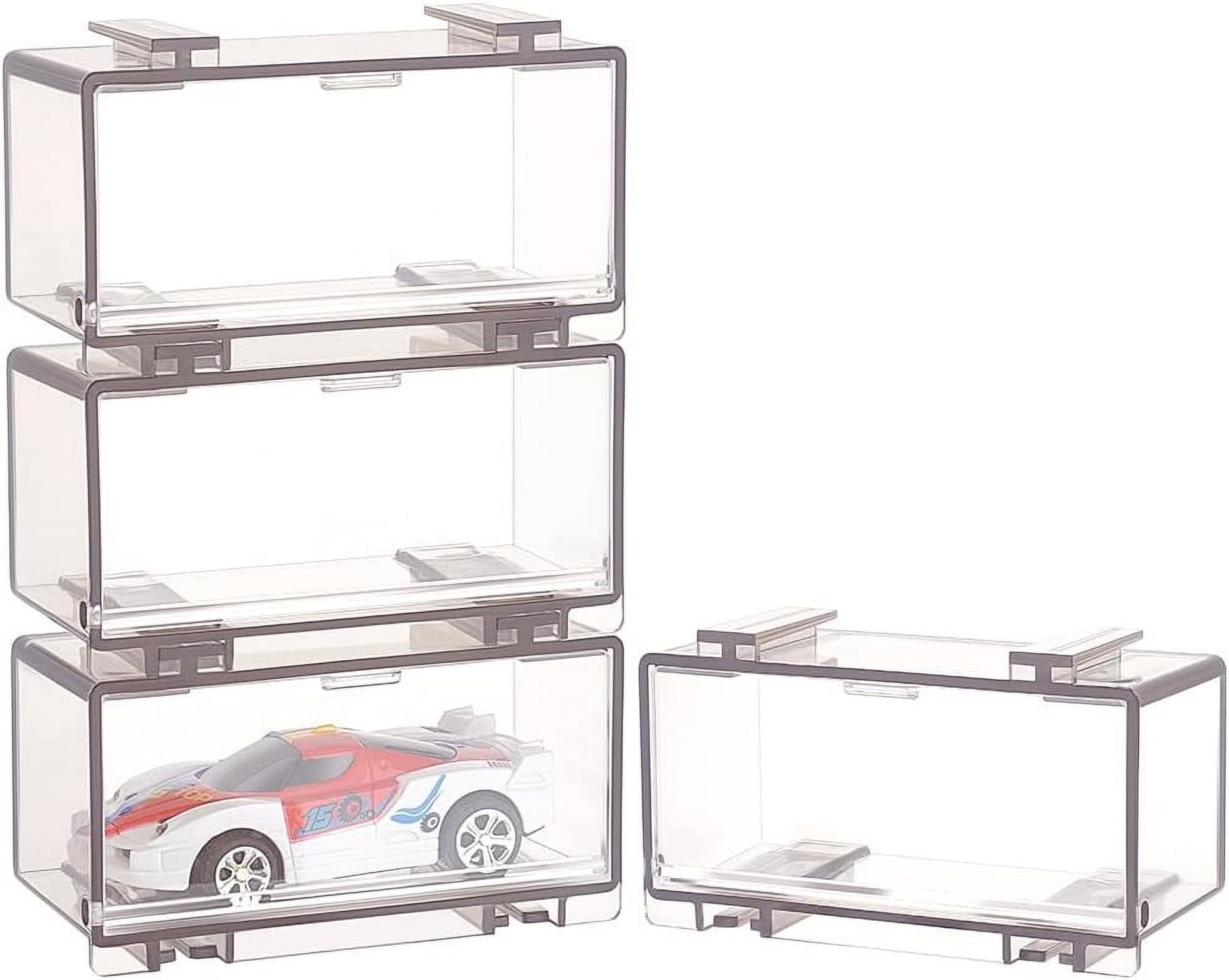 4Pcs Mini Toy Model Cars Display Case 1/64 Scale Gray Tiny Stackable ...
