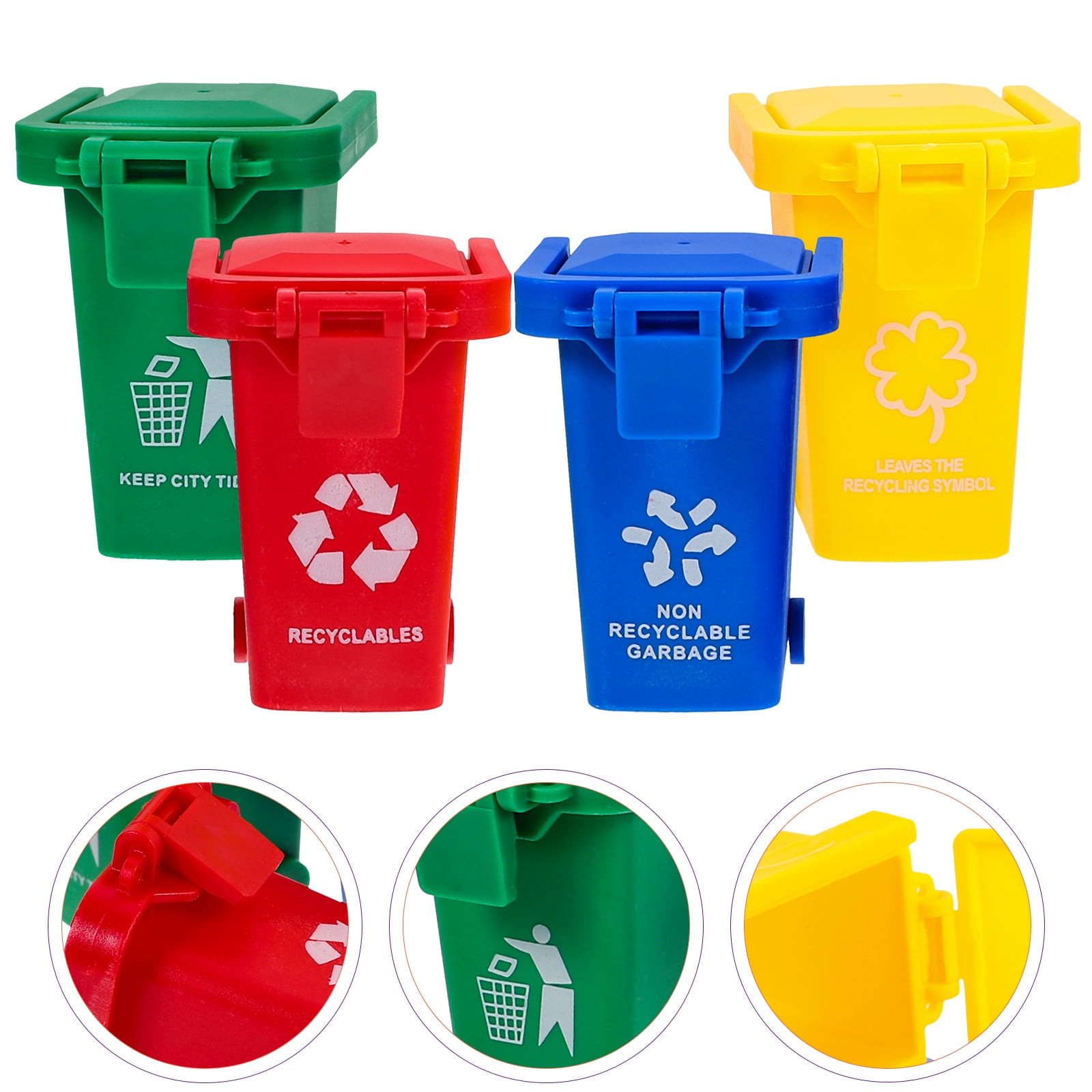 4Pcs Mini Trash Can Toy, Miniature Garbage Can Model Simulation ...