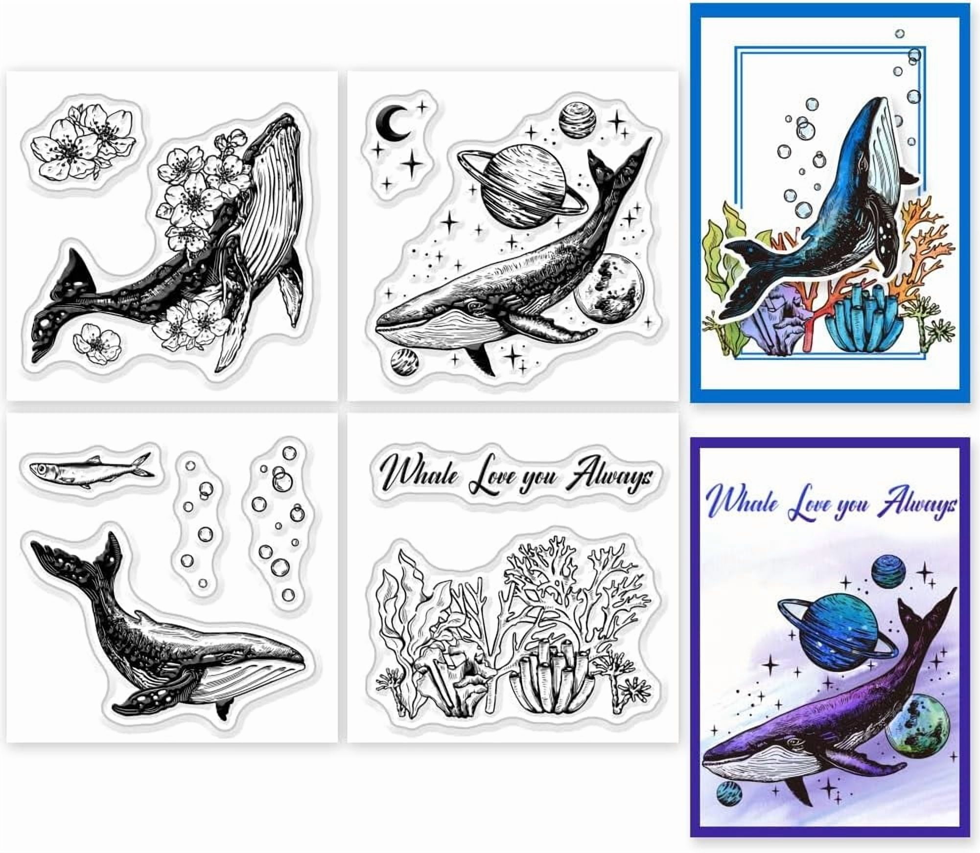 4Pcs Mini Whale Flowers Coral Clear Stamps for DIY Scrapbooking ...