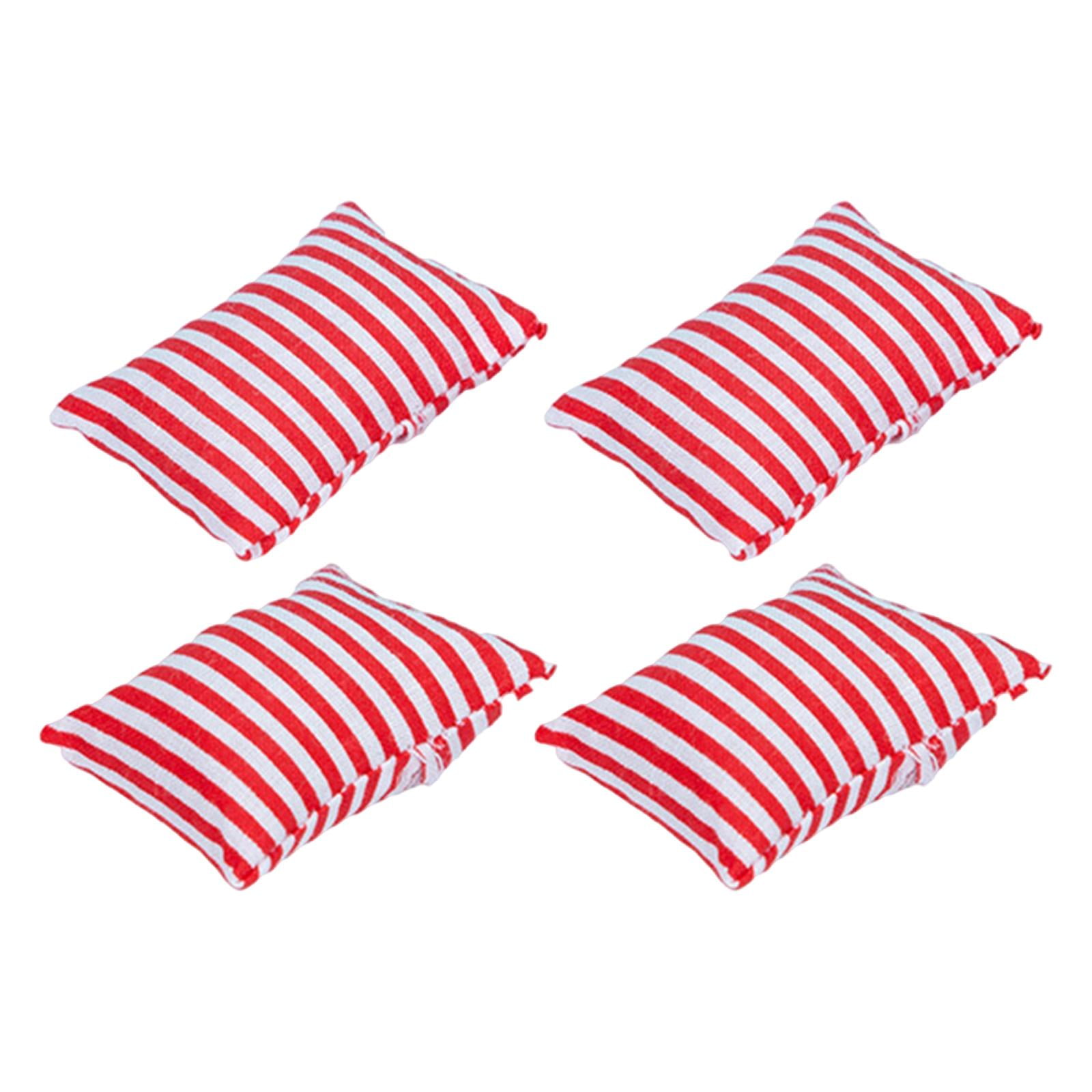 4Pcs Miniature Doll House Pillow Life Scene Props BJD Doll Decor Mini ...