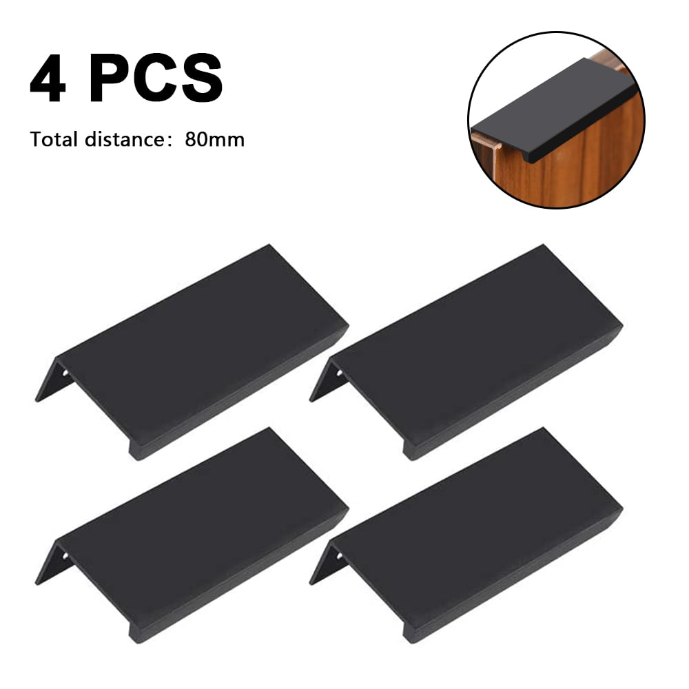 4Pcs Mount Finger Edge Pull Handles, 80/120Mm Aluminum Concealed Handle ...