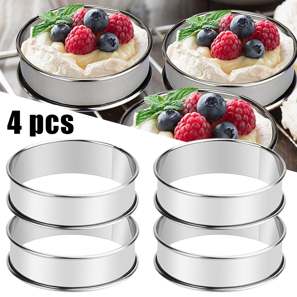 4Pcs Muffin Tart Rings Double Rolled Tart Ring Stainless Steel Muffin ...