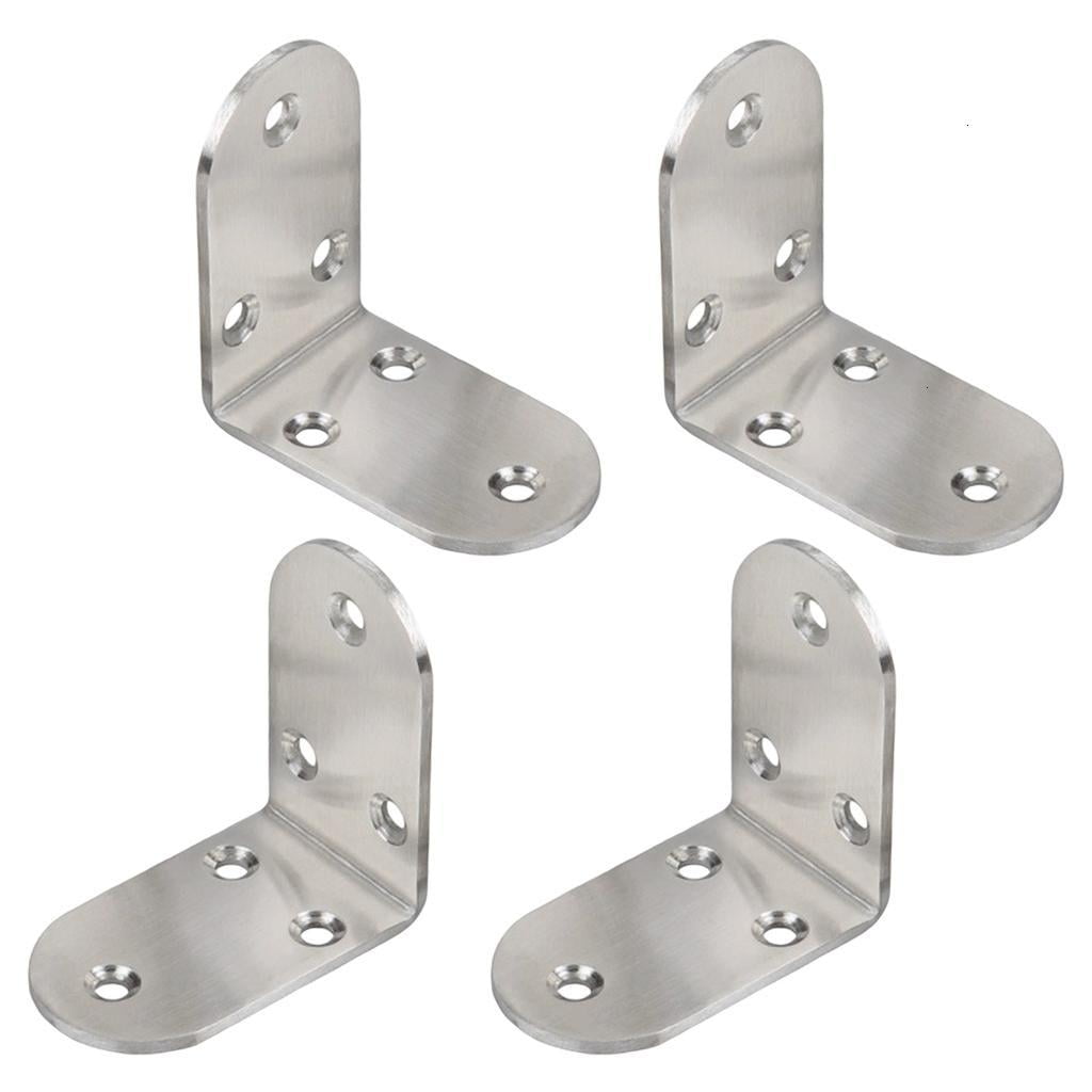 4Pcs Multipurpose Stainless Steel Right Angles Brackets 3 Hole Fixing ...
