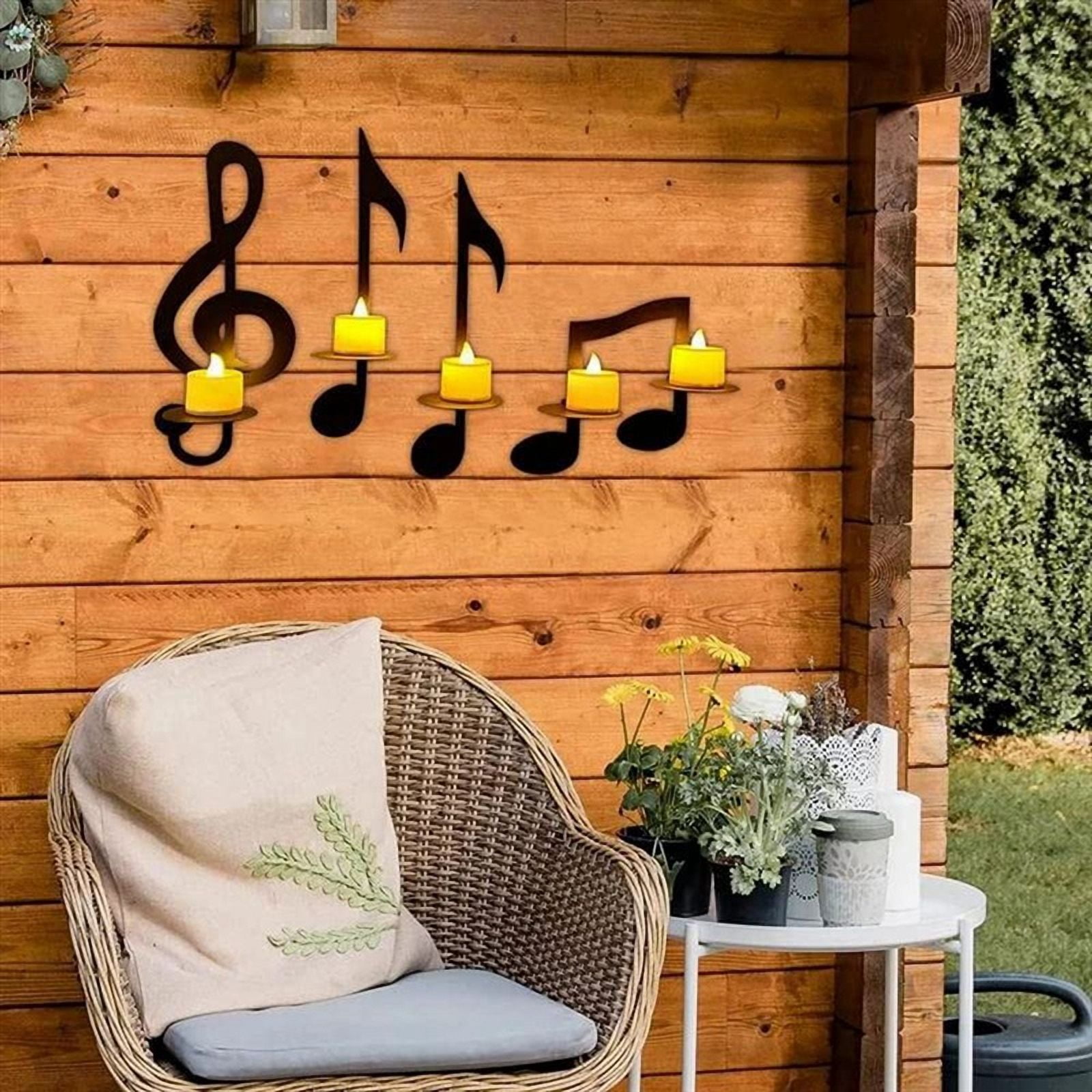 4Pcs Music Notes Candle Holders-Wall Mount Hanging Note Candlestick ...