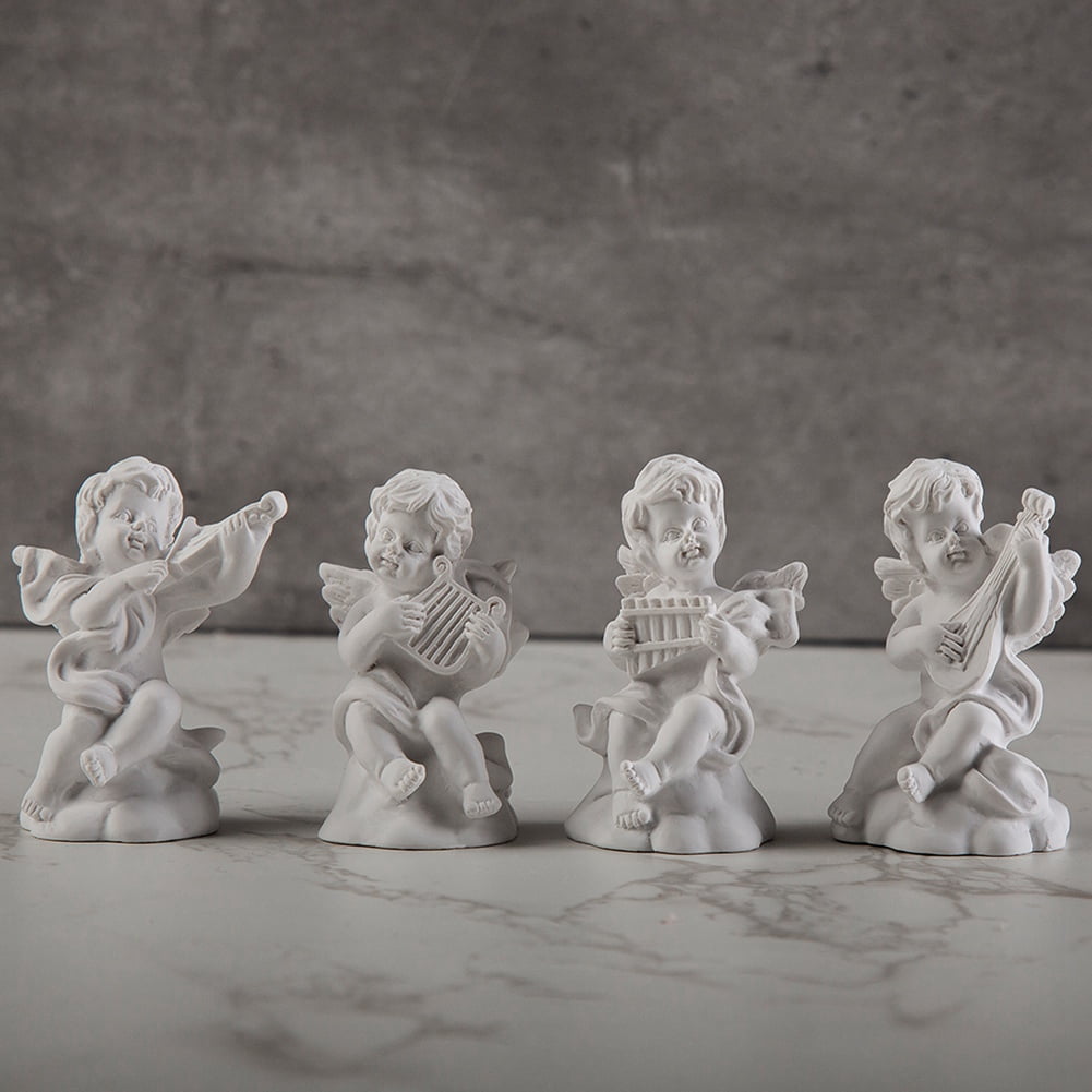 4Pcs Musical Cherub Little Angel Statue, 2.7” Mini Resin Figure ...