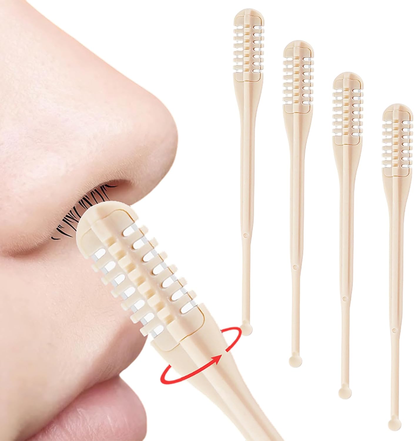 4Pcs Nasal Hair Cutter, 2 in 1 360 Degree Rotating Nose Hair Trimmer ...