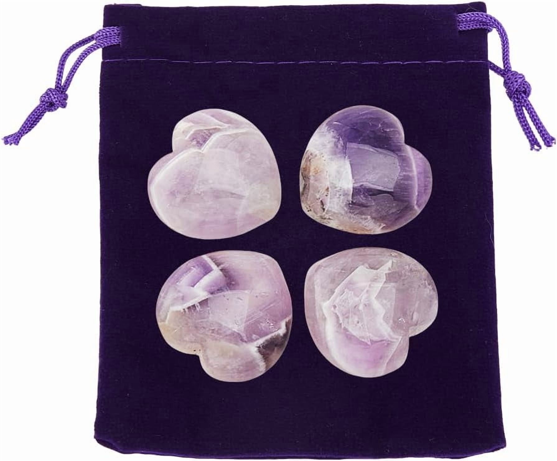 4Pcs Natural Amethyst Crystals Stone 1.18x1.18x0.6 Inch Small Heart ...