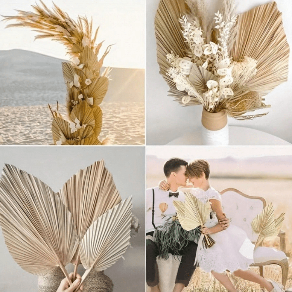 4Pcs Natural Dried Palm Leaves Tropical Fans Boho Dry Leaves Decor Home ...