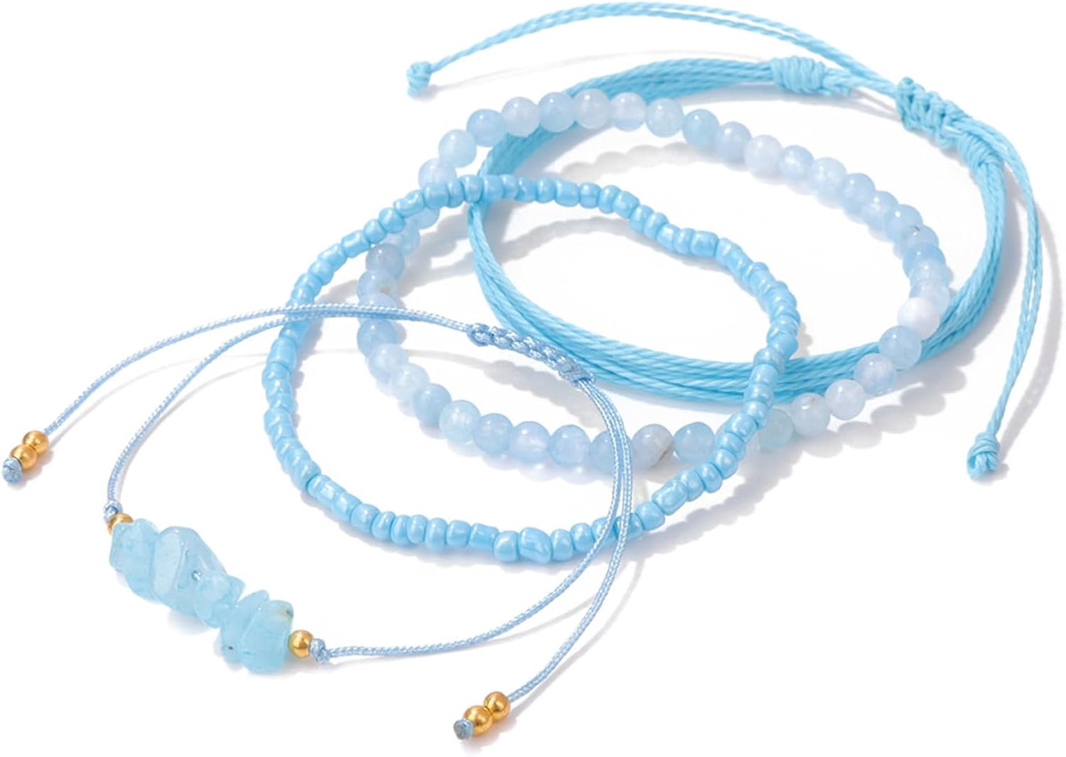 4Pcs Natural Stone Bead Bracelets For Women Healing Crystal Bracelet ...