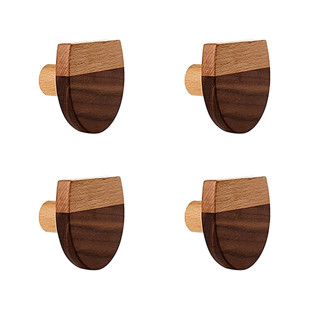 4Pcs Natural Sturdy Wood Cabinet Pulls Florals Shape Handles Accessory ...