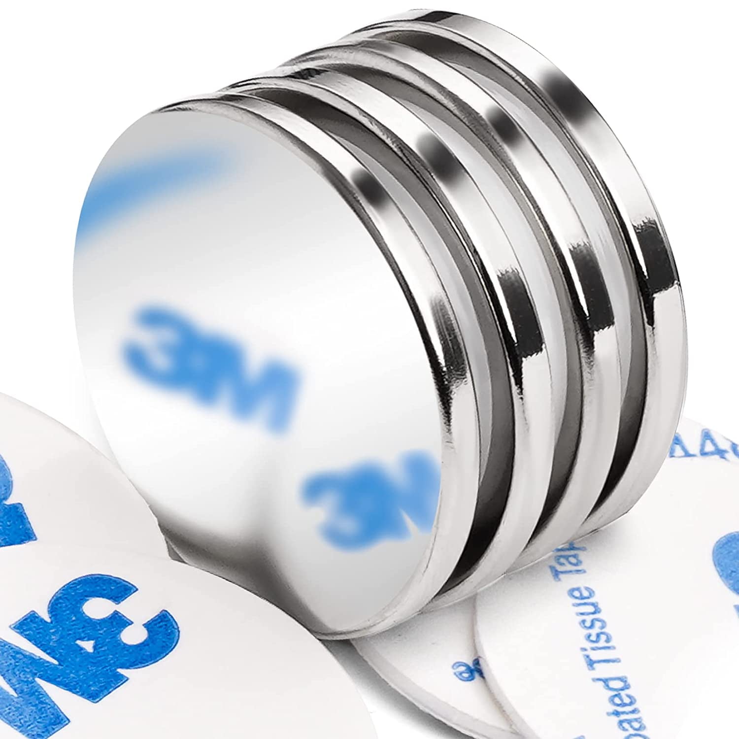 4Pcs Neodymium Disc Magnets with Double-Sided Adhesive, Rare Earth ...