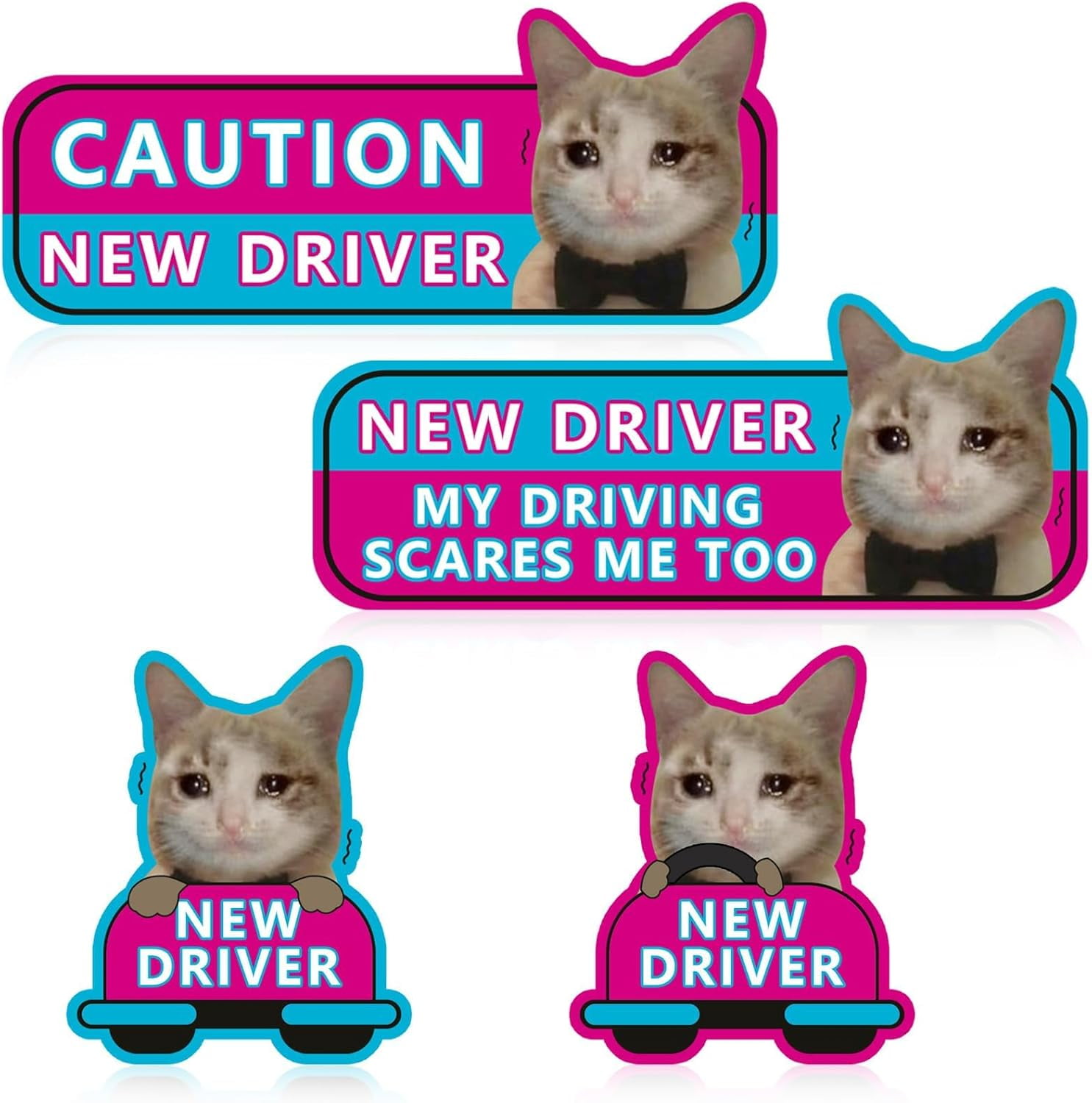4Pcs Newbie Cat Magnetic Car Stickers New Driver Magnet for Car ...