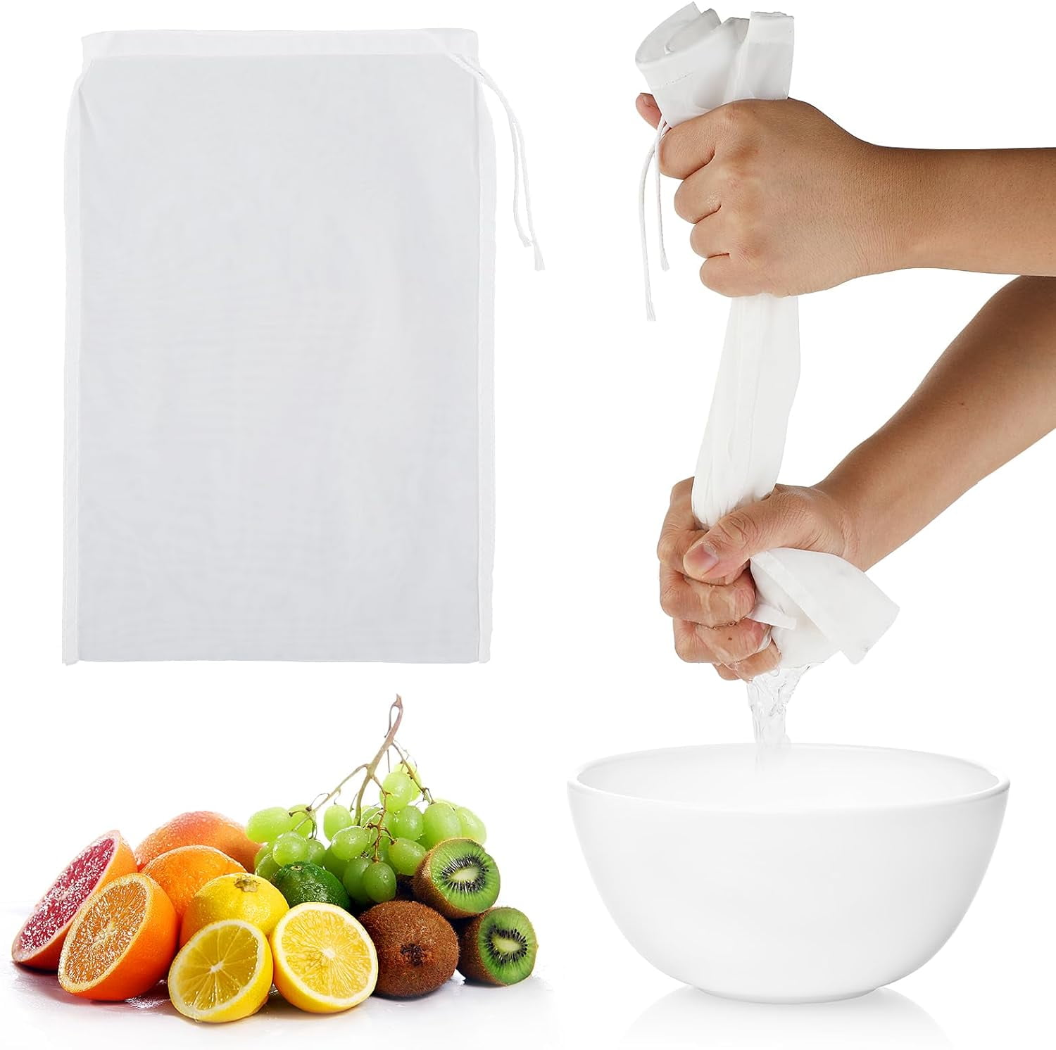 4Pcs Nylon Nut Milk Bag Fine Mesh Cheese Cloth Multiple Usage Reusable ...