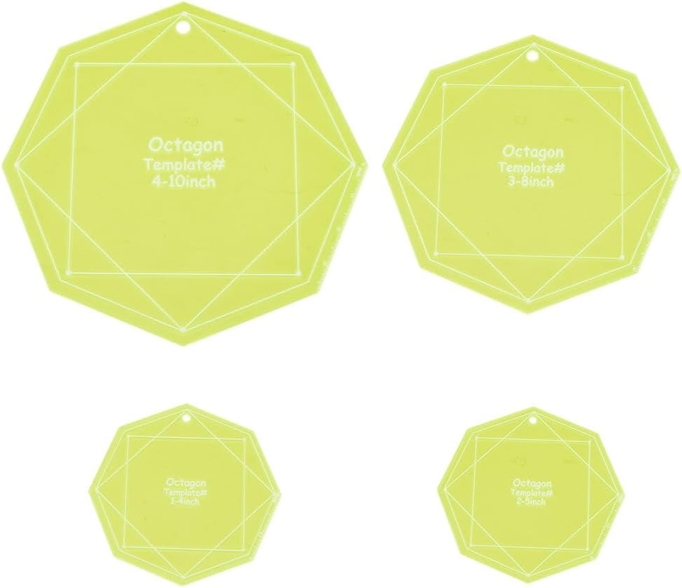4Pcs Octagon Quilting Template Acylic Hand Sewing Template Green Sewing ...