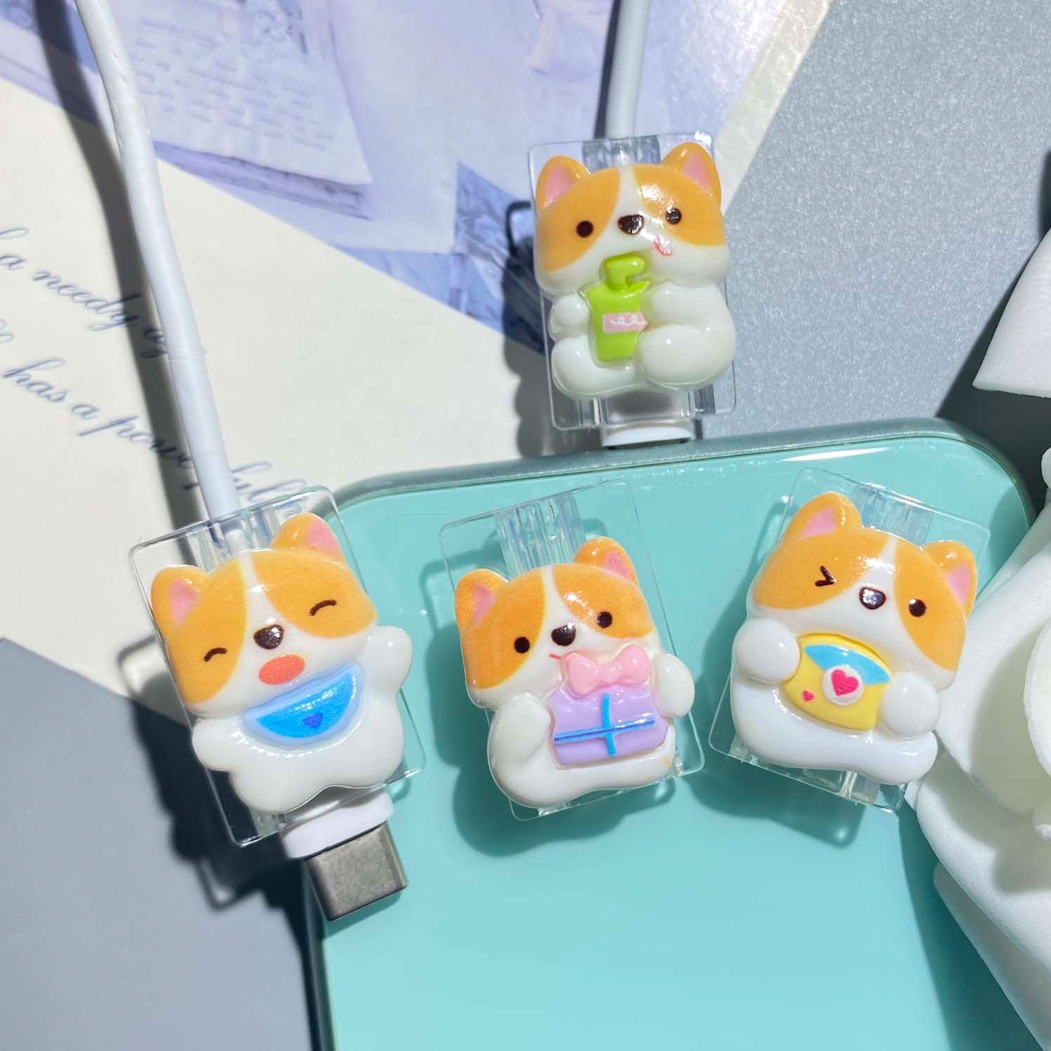 4Pcs Of Cable Protector for Phone Charger, Cute Pattern Phone Cable ...