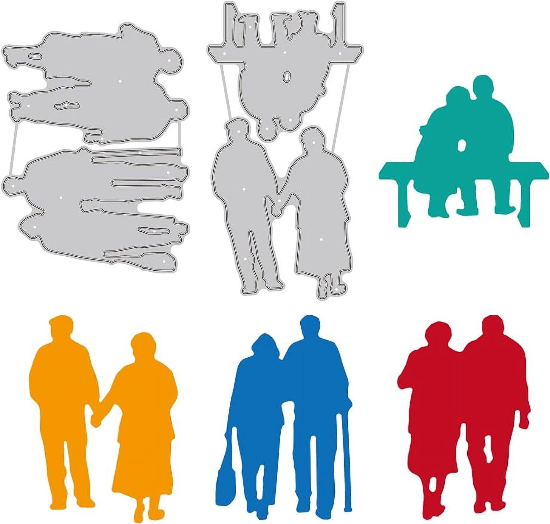 4Pcs Old Couple Cutting Dies Metal People Man Woman Die Cuts Embossing ...