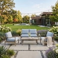 4Pcs Outdoor All-Weather Conversation Sets with Sofas & Coffee Table ...