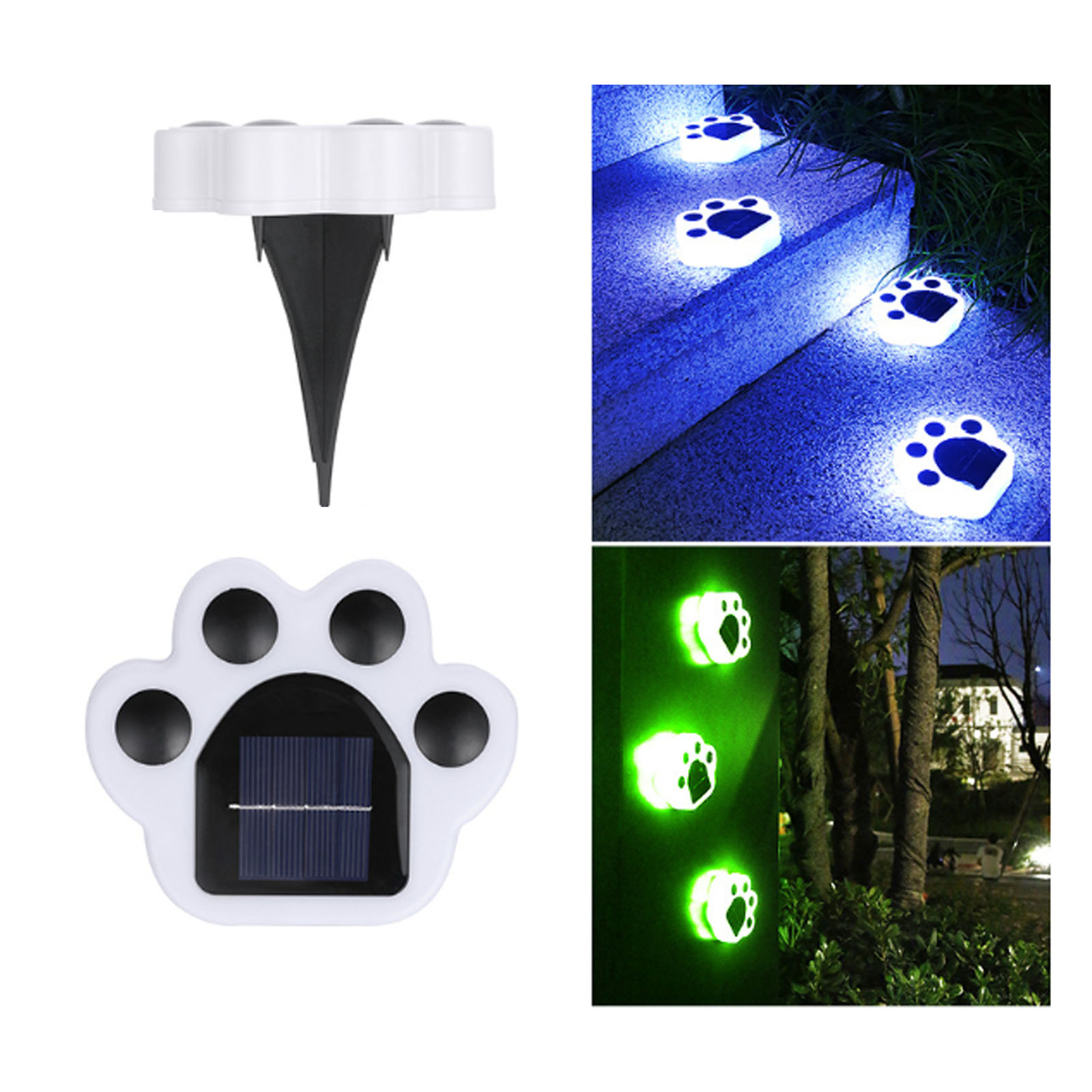 4Pcs Outdoor Solar Lawn Lights, Bear Paw Floor Mounted Lights, Solar ...