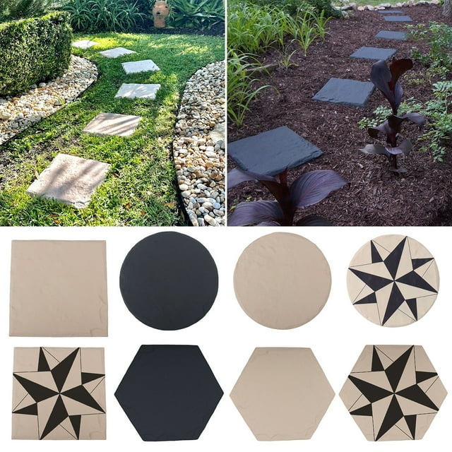 4Pcs Outdoor Stepping Stone Weather-proof Garden Yard Lawn Patio ...